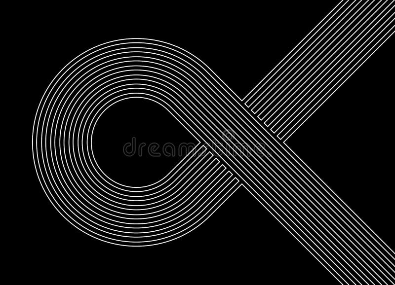 Abstract Round Black and White Pattern of Parallel Lines in Retro Style ...