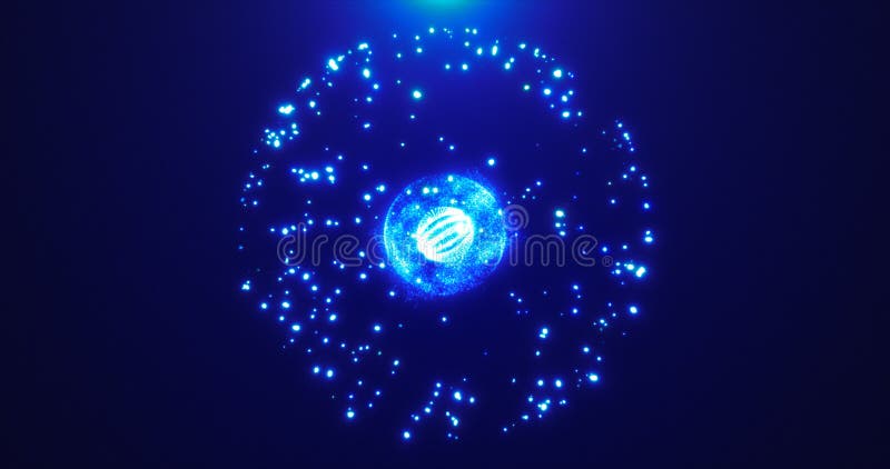 Abstract Round Blue Particle Sphere Glowing Energy Science Futuristic ...