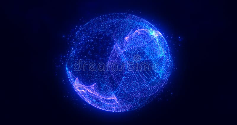 Abstract Round Blue Sphere Light Bright Glowing from Rays of Energy ...