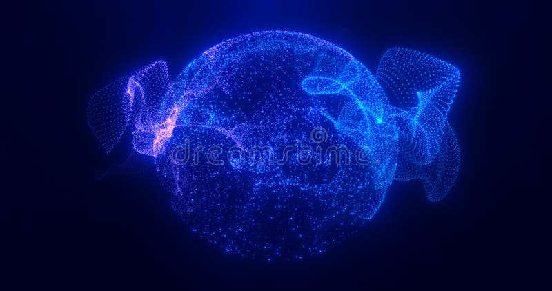 Abstract Round Blue Sphere Light Bright Glowing from Rays of Energy ...