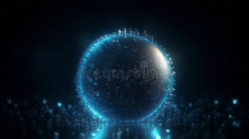 Abstract Round Blue Sphere Light Bright Glowing from Rays of Energy and ...