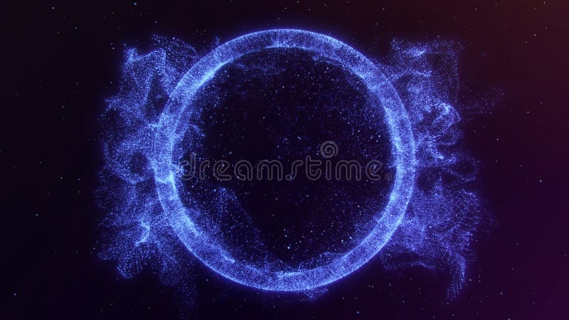 Abstract Round Bright Dynamic Digital Ring of Particles of Energy ...