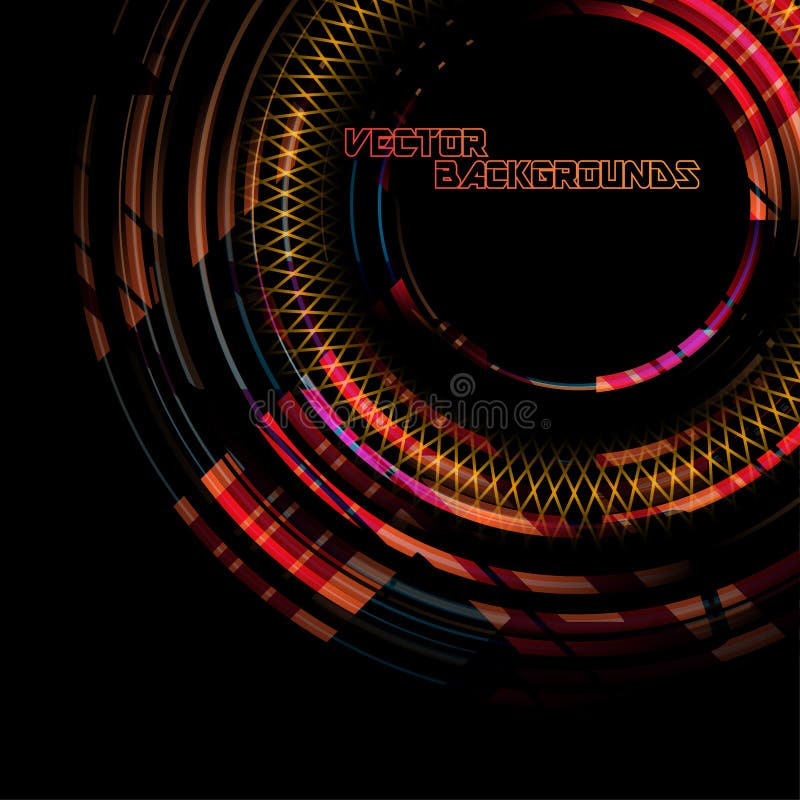 Abstract Round Colors on a Black Motion Scene Stock Vector ...