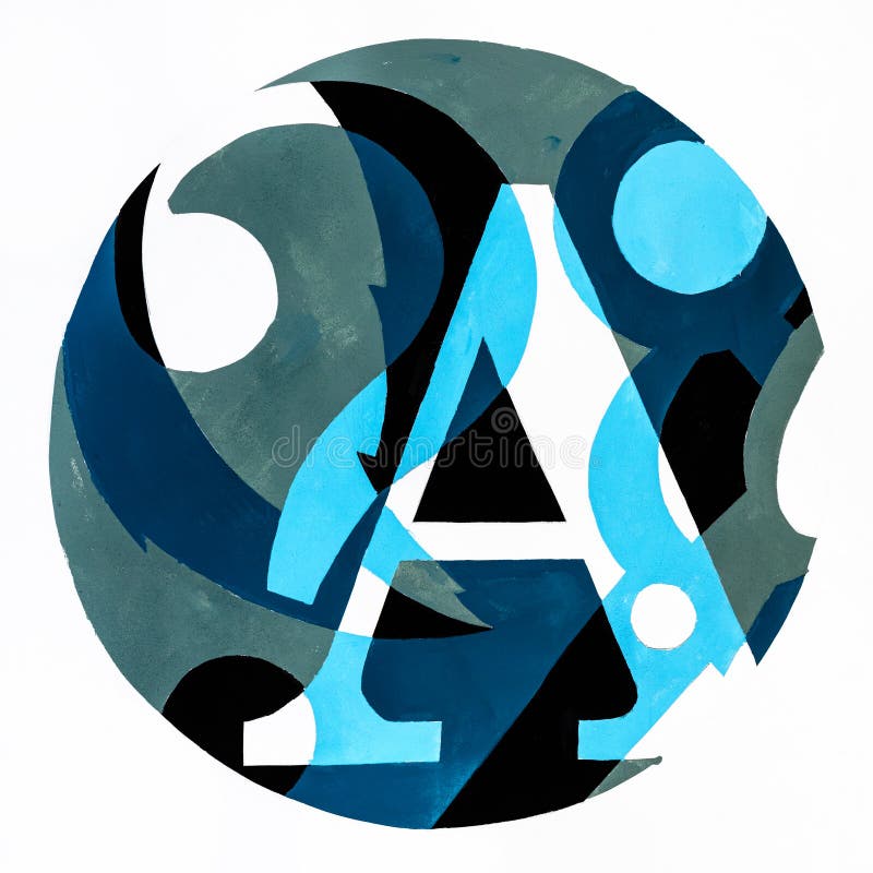 Abstract Round Composition with Letter a, Scissors Stock Image - Image ...