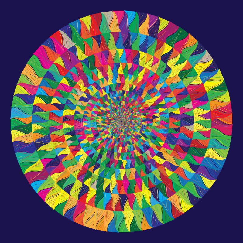 Abstract Round Concentric Pattern With Ethnic Ornament Design Element