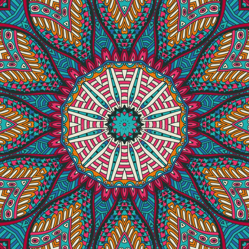 Abstract Round Ethnic Mandala Pattern Stock Vector - Illustration of ...