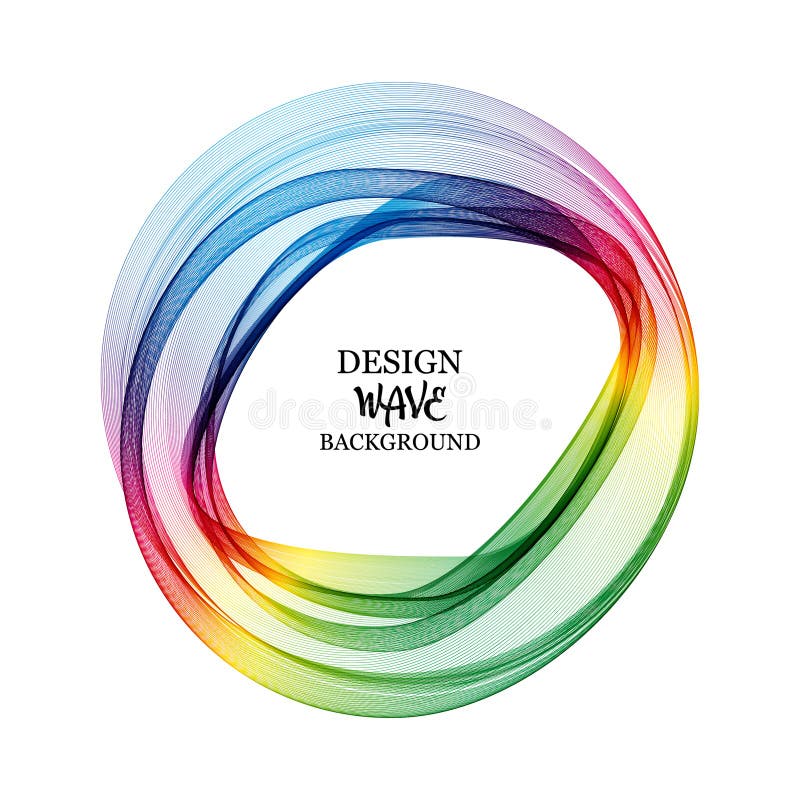 Abstract Round Frame Background, Rainbow Circular Wave Lines on White ...