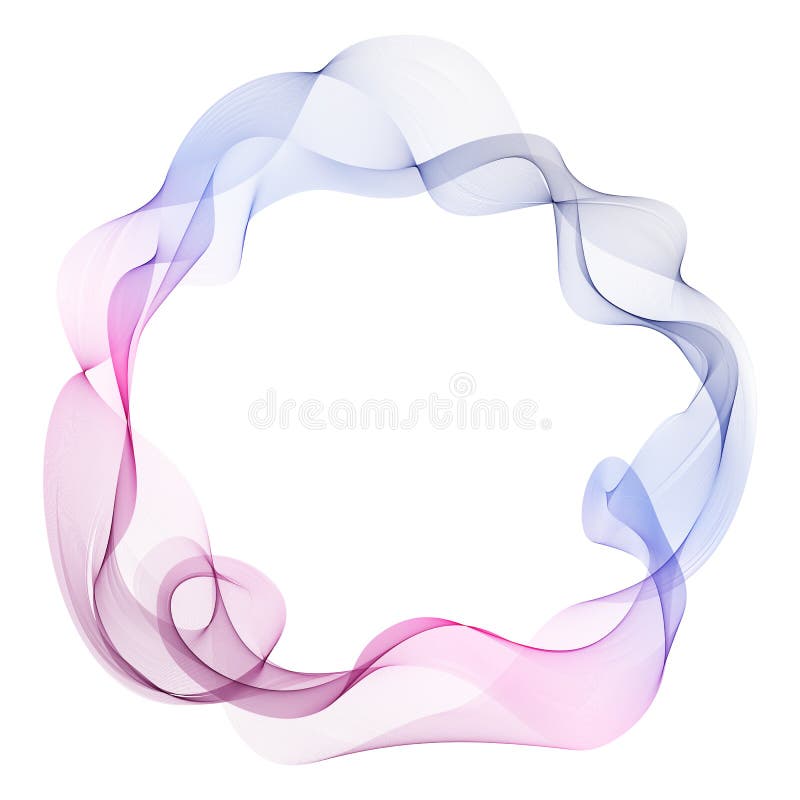 Abstract Round Frame, Design Element. Multicolored Wavy Lines of Smoke ...