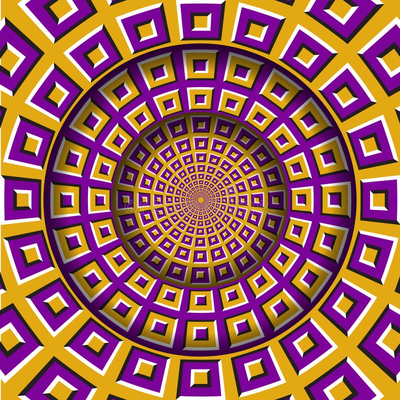 Abstract Round Frame with a Moving Yellow Purple Squares Pattern ...