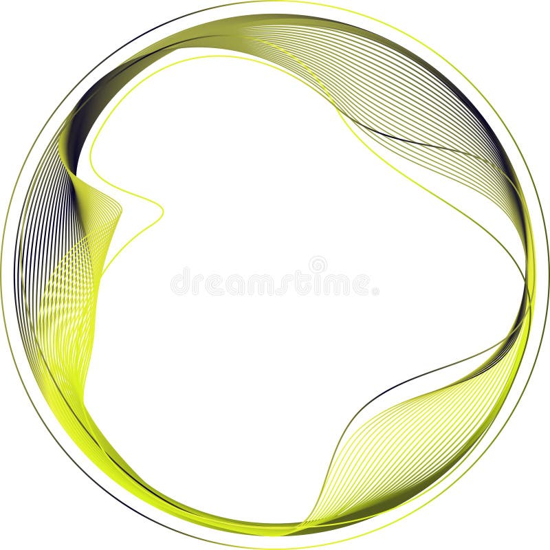 Abstract Round Frame with Yellow-gray Gradient Lines and Open Center ...