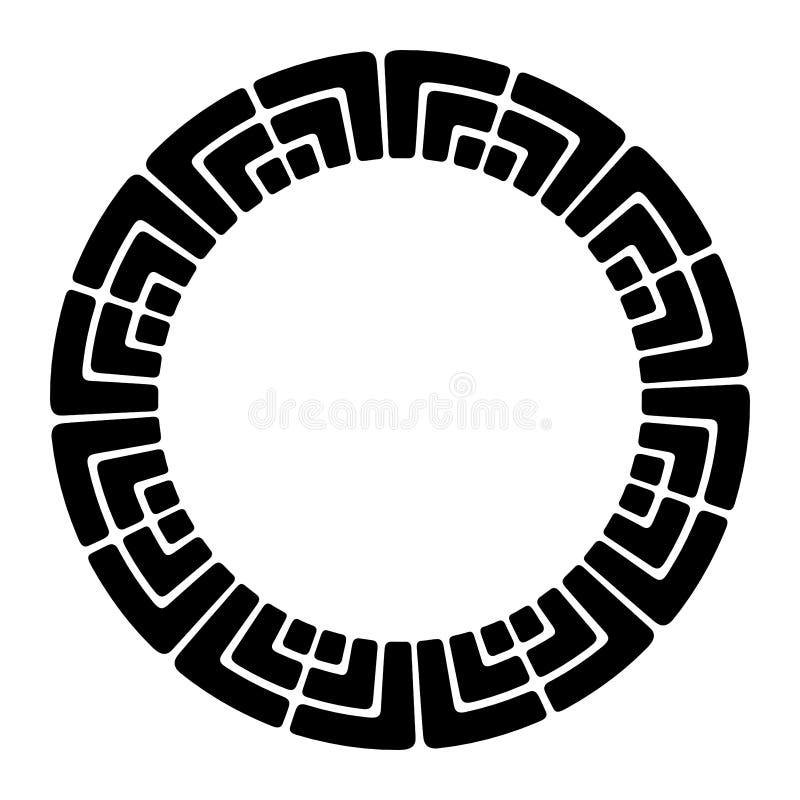 Abstract Round Meander, Circular Geometric Ornament with Blocks Stock ...