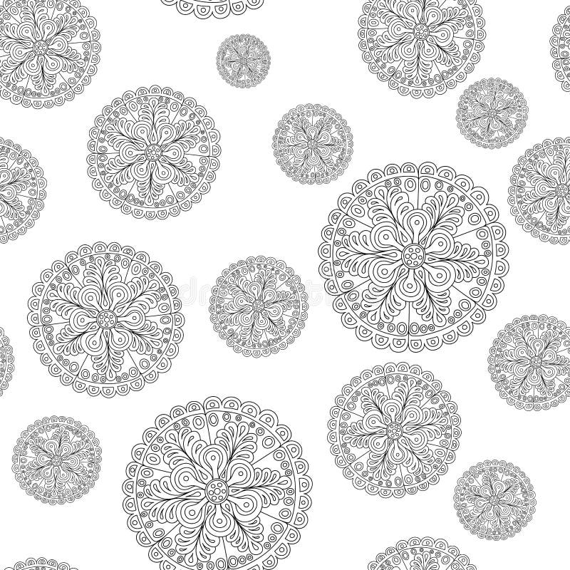 Abstract Round Ornament Seamless. Hand Drawn Doodle Stock Vector ...