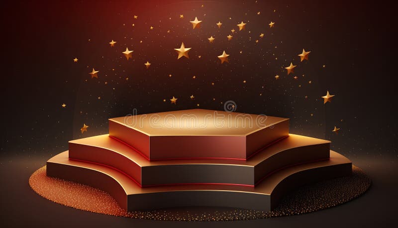 Abstract Round Podium Illuminated with Spotlight. Award Ceremony ...