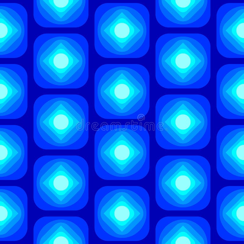 Abstract Round Rectangle Square Seamless Pattern Blue Stock Vector ...
