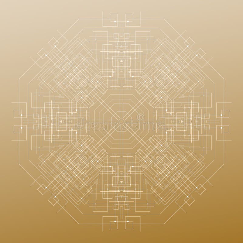 Abstract Golden Digital Technology Background Stock Illustrations ...