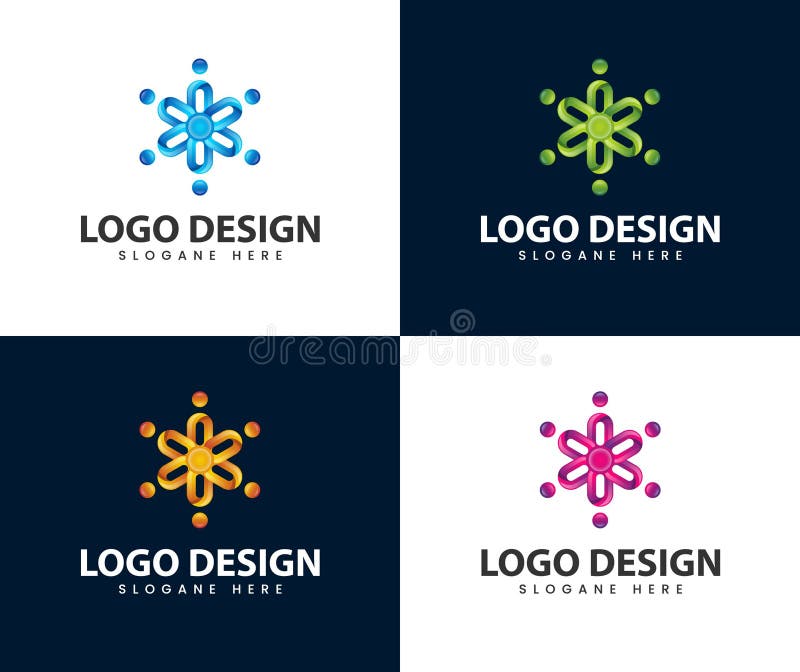 Abstract Round Unity People Care Logo Design. Colorful Smooth Gradient ...