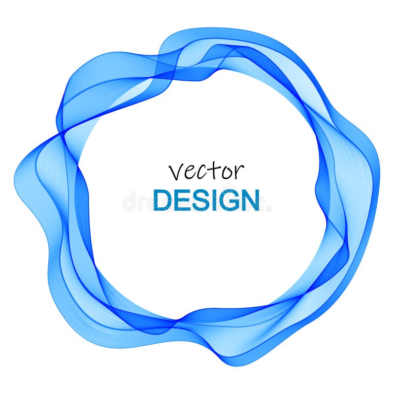 Abstract Round Wave Frame, Flow of Blue Transparent Waves in a Circle ...