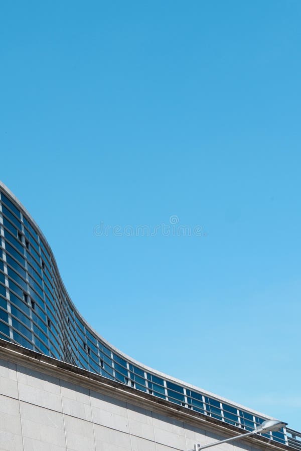 Abstract Rounded Architectural Forms of Concrete Blocks and Glass ...
