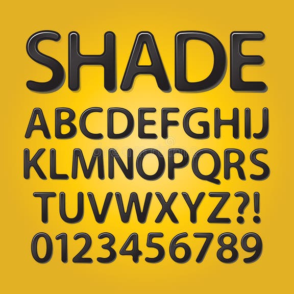 Abstract Rounded Black Shade Font and Numbers Stock Vector ...