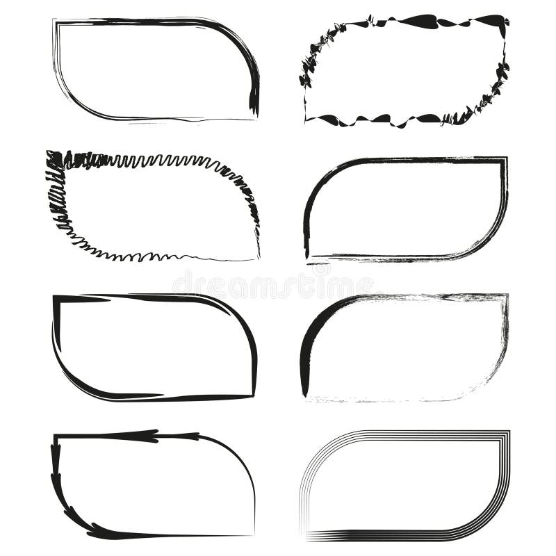 Abstract Rounded Frames. Nine Decorative Designs. Black and White ...