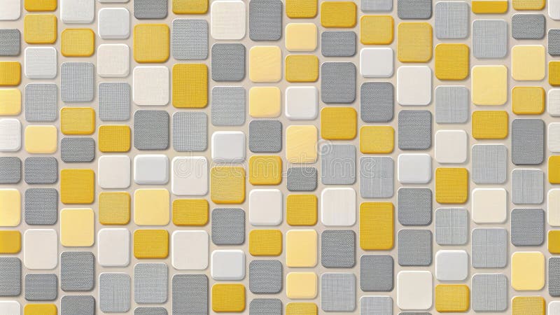 Abstract Rounded Square Tile Pattern in Yellow, Gray and White ...