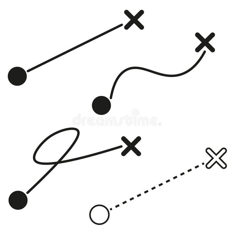 Abstract Route Lines. Crosses and Circles. Black Geometric Symbols ...