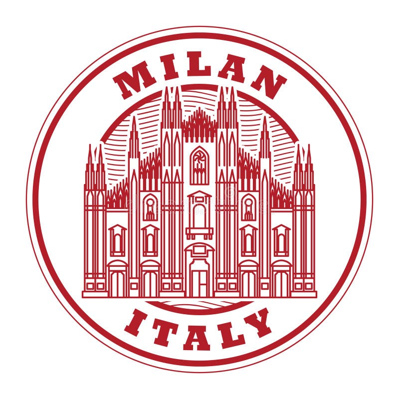 Milan Cathedral stamp stock vector. Illustration of destinations ...