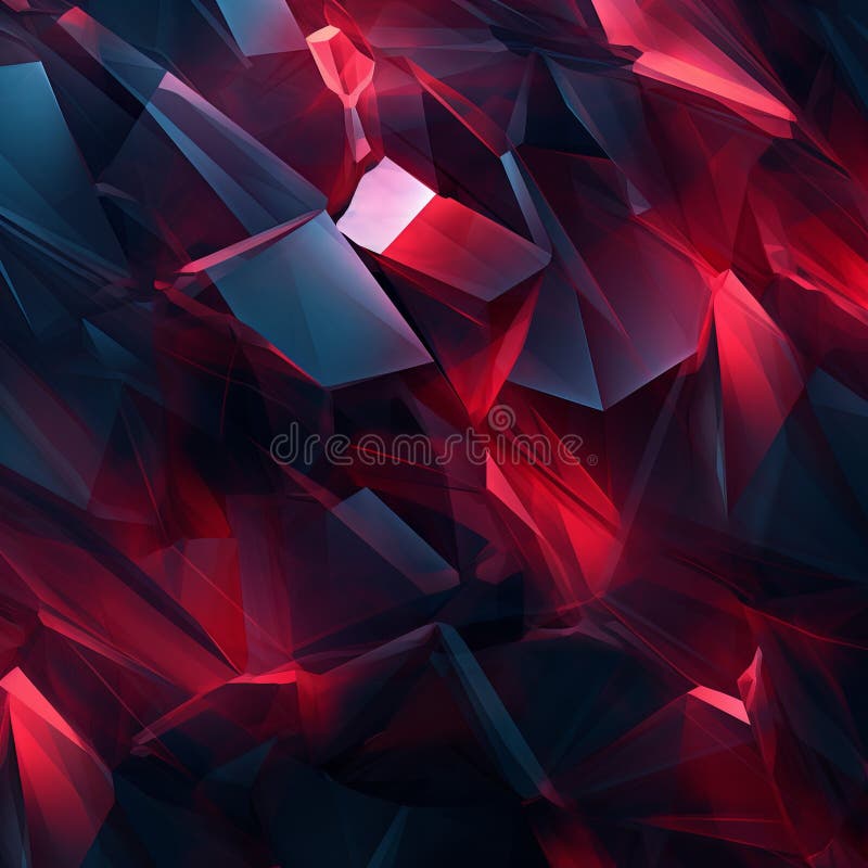 Abstract Ruby Crystal Structure in Dark Red and Blue Colors with a ...