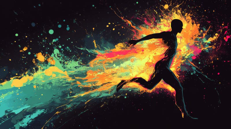 Abstract Runner Silhouette in a Colorful Explosion Stock Illustration ...