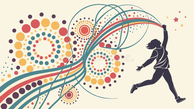 Abstract Runner Silhouette with Dynamic Dot Patterns Illustration ...