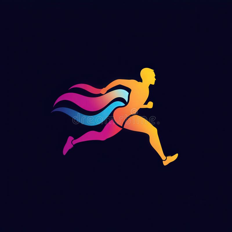 Abstract Runner Silhouette with Wavy Gradient Trail Stock Illustration ...