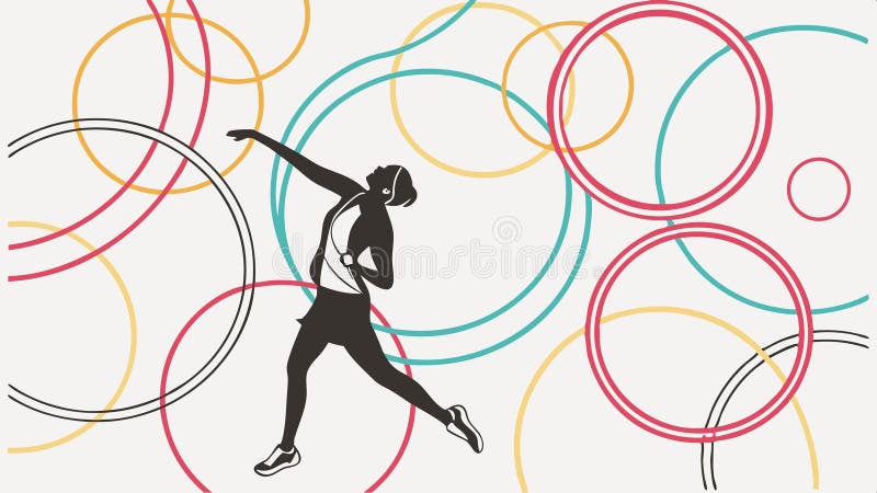 Abstract Running Figures with Circles for Motion and Sports Vector ...