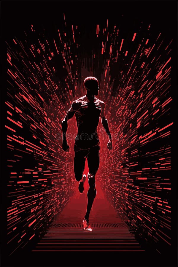 Abstract Running Man Form Lines and Triangles, Point Connecting Network ...