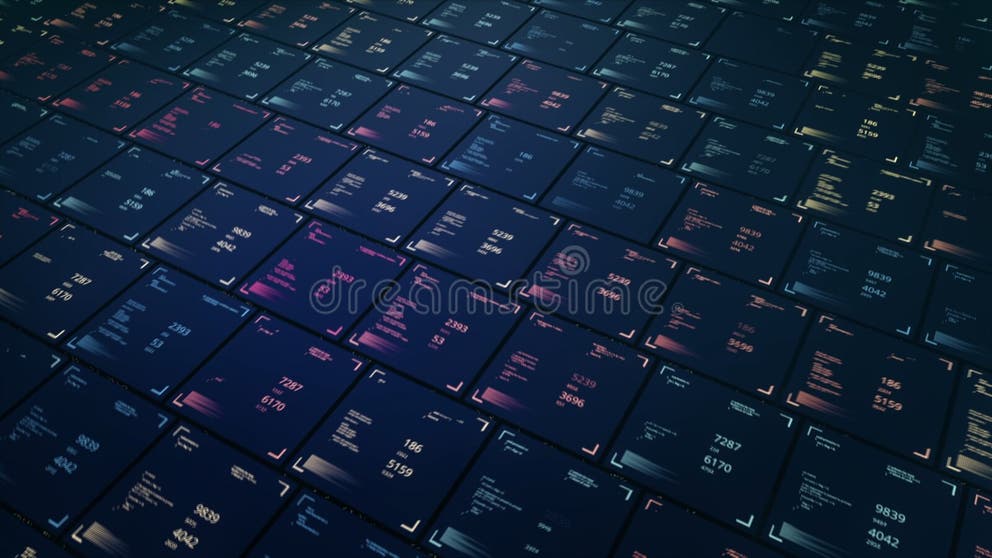 Abstract Running Numbers and Graphics on Digital Computer Monitor. Animation Stock Image - Image ...