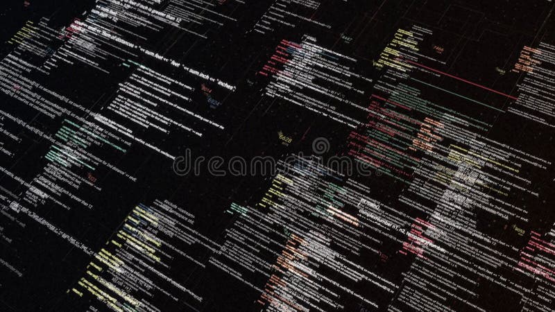 Abstract Running Random Lines of Abstract Code. Animation. Tons of Changing and Moving Data on ...