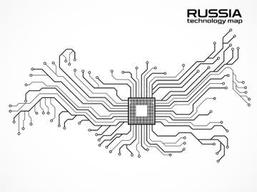 Abstract Russia Map with Cpu. Circuit Board Stock Illustration ...