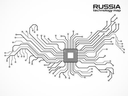 Abstract Russia Map with Cpu. Circuit Board Stock Illustration ...