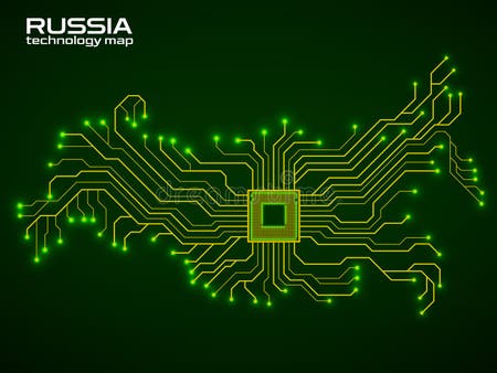 Abstract Russia Map with Cpu. Circuit Board Stock Illustration ...