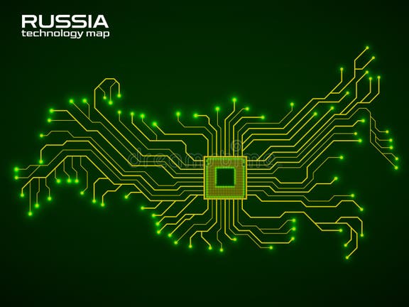 Abstract Russia Map with Cpu. Circuit Board Stock Illustration ...