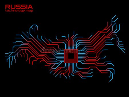 Abstract Russia Map with Cpu. Circuit Board Stock Illustration ...