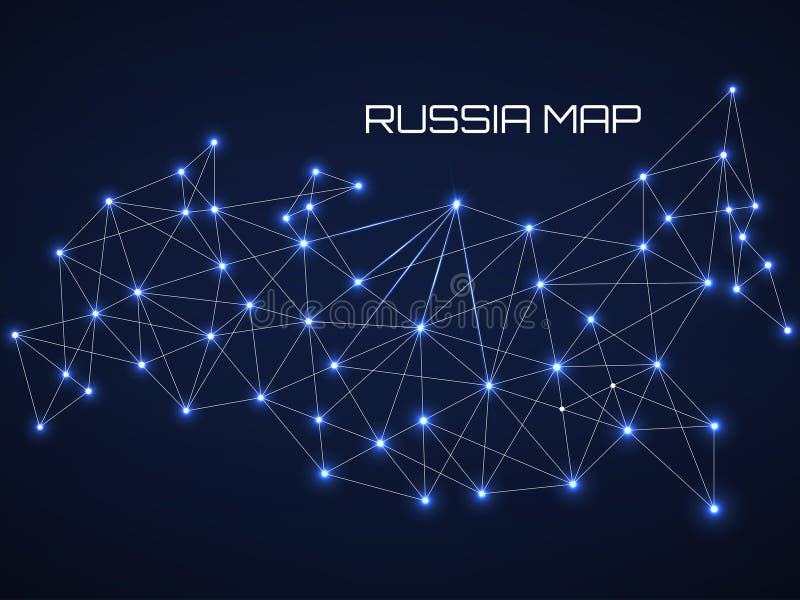 Abstract Russia Map of Line and Point. Geometric Structure Stock ...