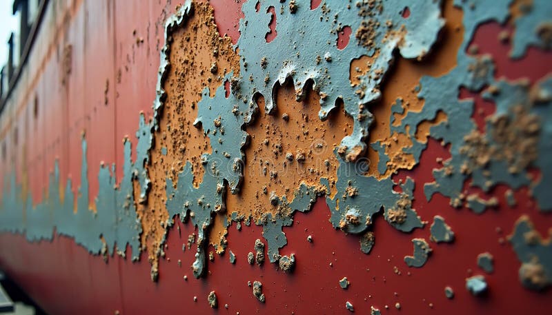 Abstract Rust Texture on Red Metal Panel with Cracked Paint Stock ...