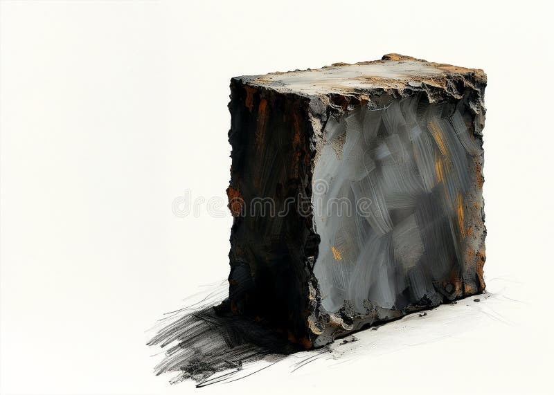 Abstract Rusty Block with a Textured Surface Against a Plain Backdrop ...