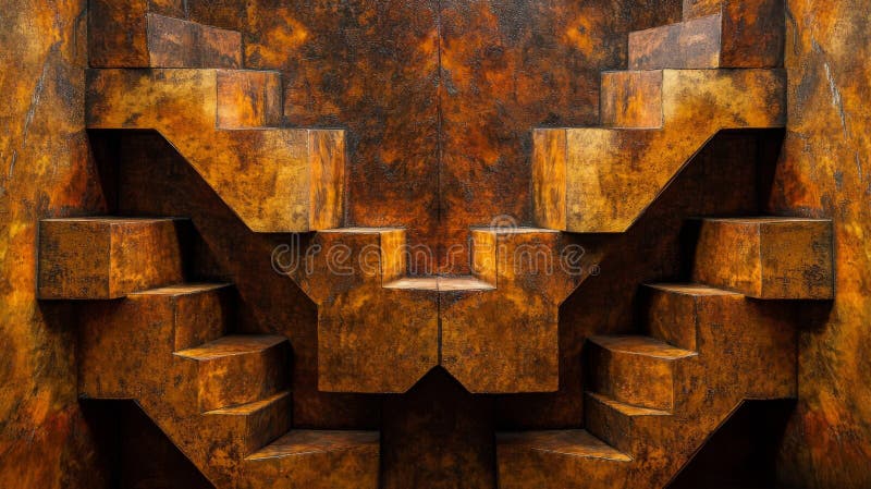Abstract Rusty Geometric Structure with Symmetrical Staircase Design ...