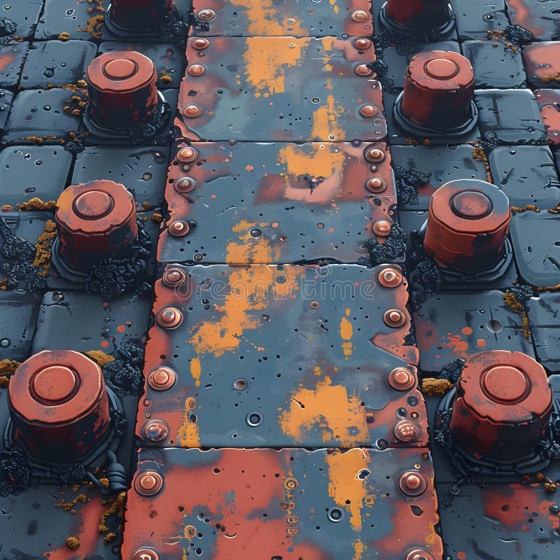 Abstract Rusty Metal Texture with Geometric Shapes and Oxidized Surface ...