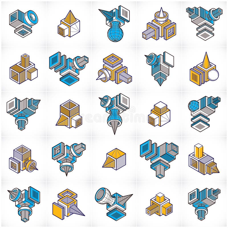 Abstract s, 3D shapes set. stock illustration. Illustration of ...