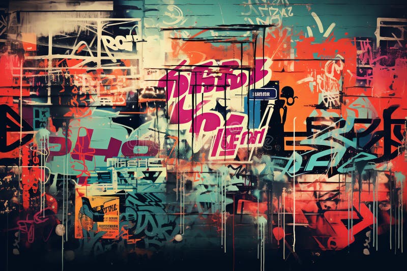 Abstract 80s Graffiti Tags Backdrop 80s Retro Nostalgic Stock ...