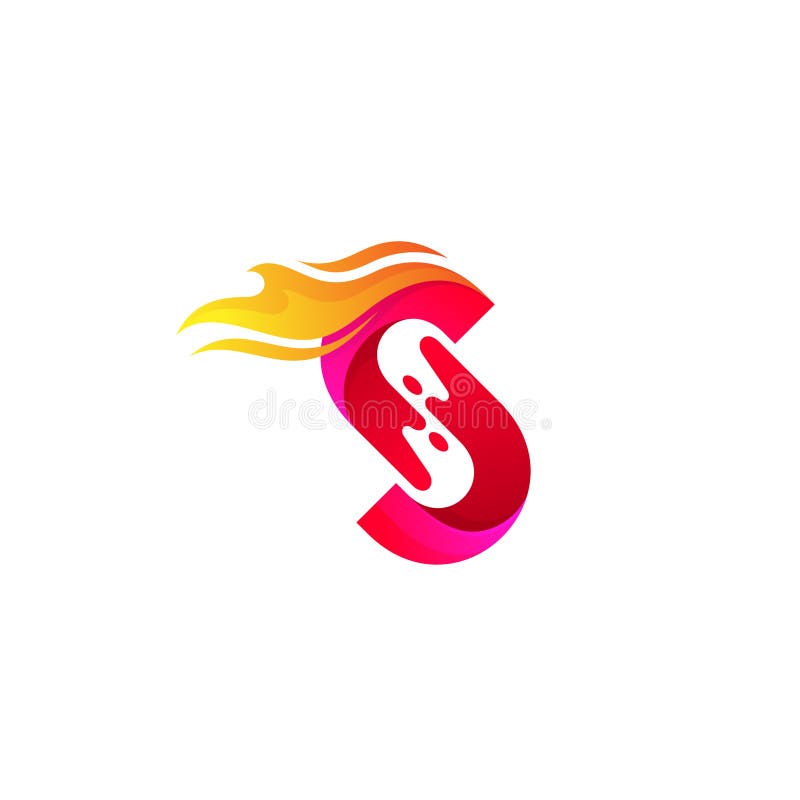 Abstract S Logo with Fire Design Combination, Red Color Stock Vector ...