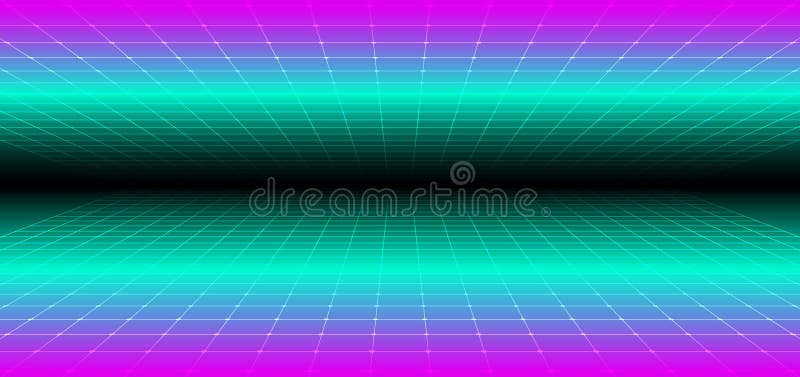 Abstract 90s Retro Style Technology Futuristic Concept Grid Perspective ...