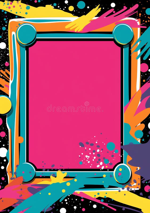 Abstract 80s Splash Paint Frame 80s Retro Nostalgic Stock Illustration ...